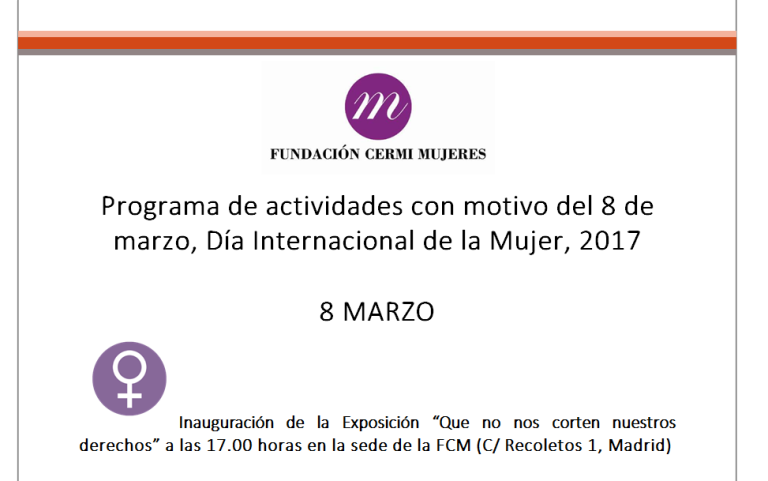 Programa de actividades con motivo del 8 de marzo, Día Internacional de la Mujer, 2017